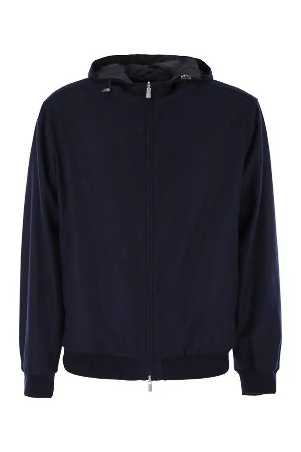 Fedeli Reversible Cashmere Flannel And Airstop Bomber Jacket - Blue