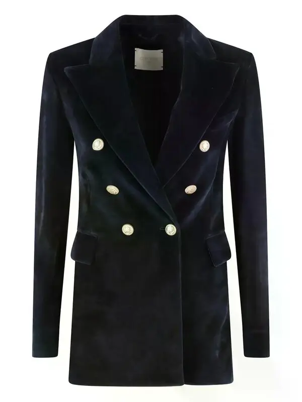 CIRCOLO 1901 Velvet Double-breasted Blazer - Blue
