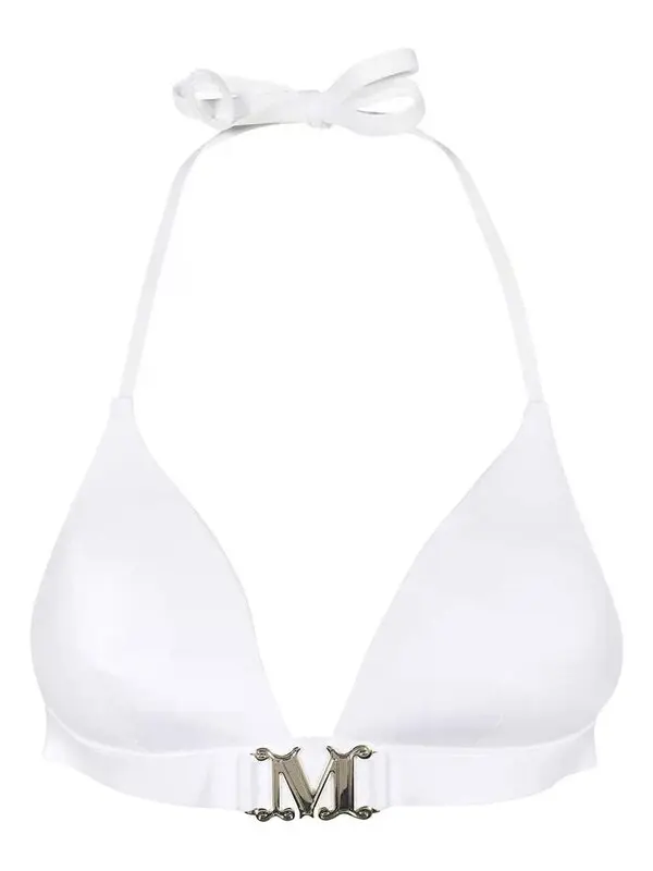 Max Mara Logo-plaque Triangle Bikini Top - White