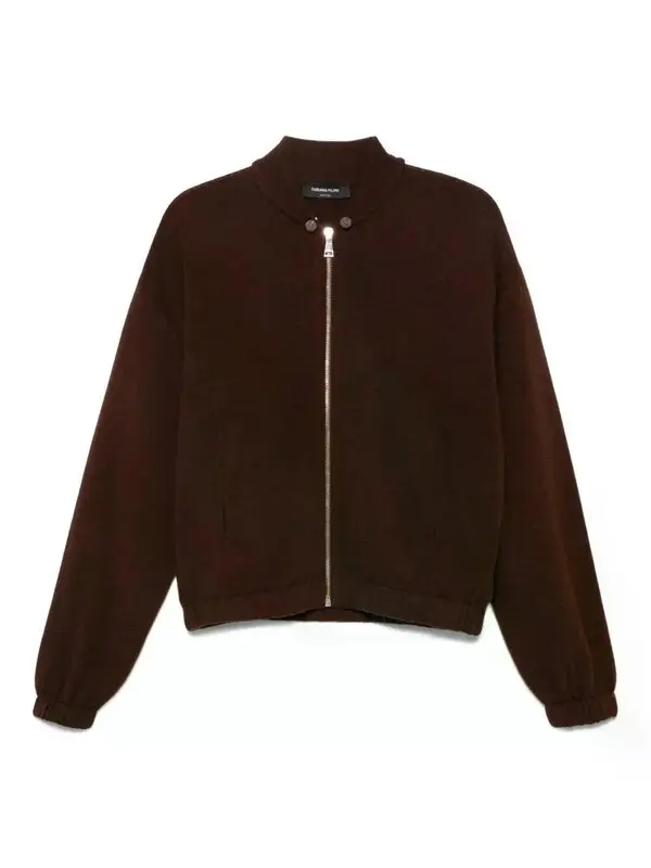 Fabiana Filippi Zip-front Ribbed-knit Cardigan - Brown