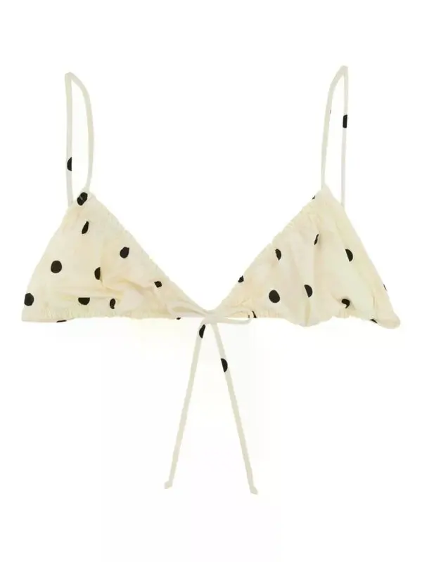 MC2 SAINT BARTH Polka-dot Ruffled Bikini Top