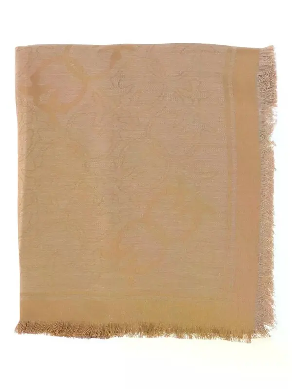 Pinko Birds-print Fringed-edges Scarf - Neutrals