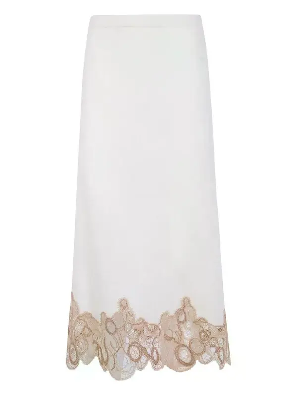 Fabiana Filippi Lace-trimmed Wool Midi Skirt