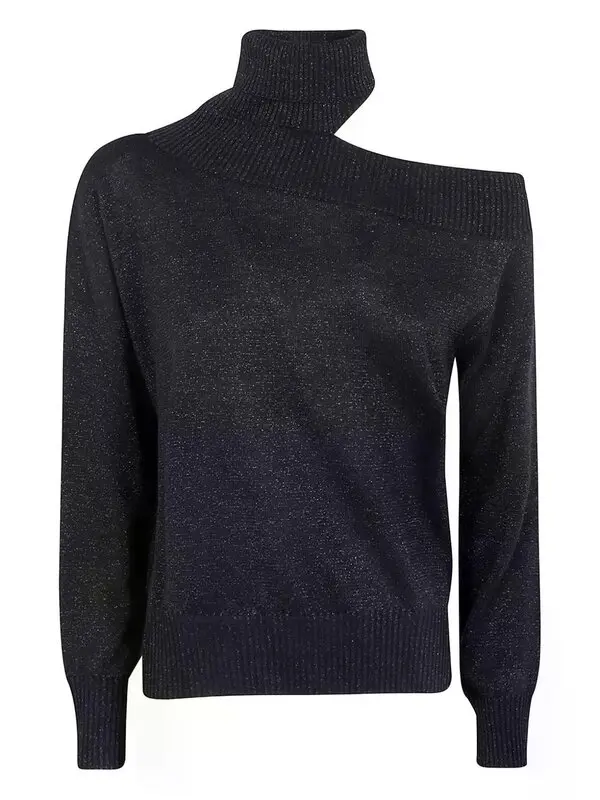 D.exterior Off-shoulder Turtleneck Sweater