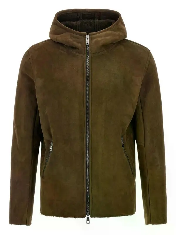 GIORGIO BRATO Hooded Suede Jacket - Green