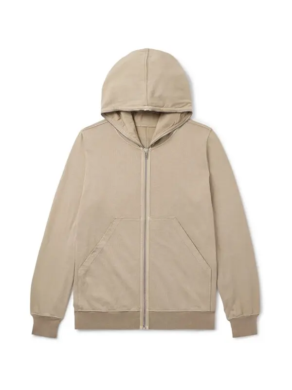 Rick Owens Cotton-jersey Zip-up Hoodie - Neutrals