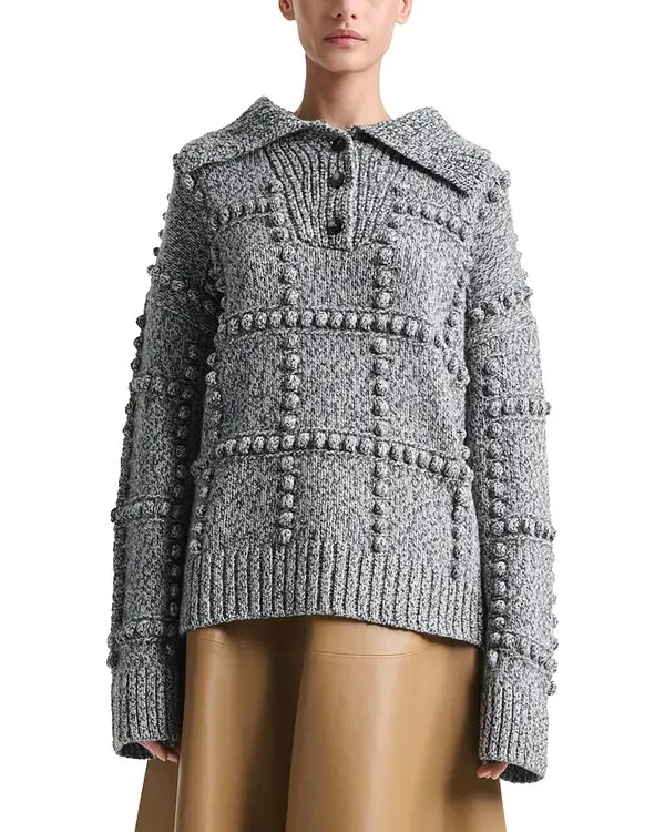 Altuzarra Mitch Wool Textured Sweater - Grey Melange