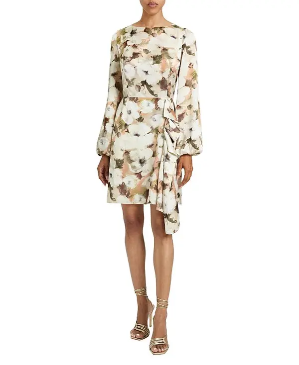 Santorelli Malia Floral Georgette Dress - Peach Whip