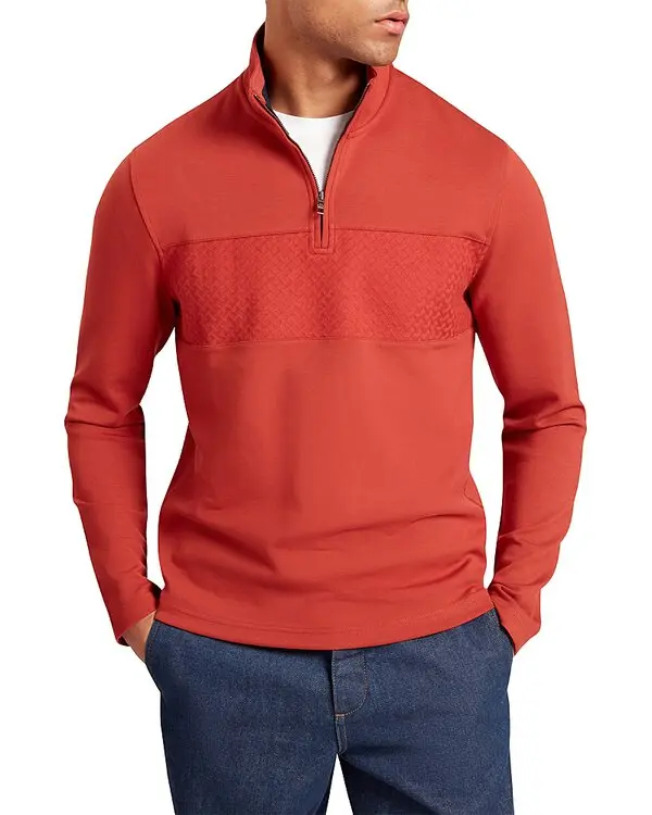 Ted Baker London Textured Panel Half Zip Sweatshirt - Dark Orange