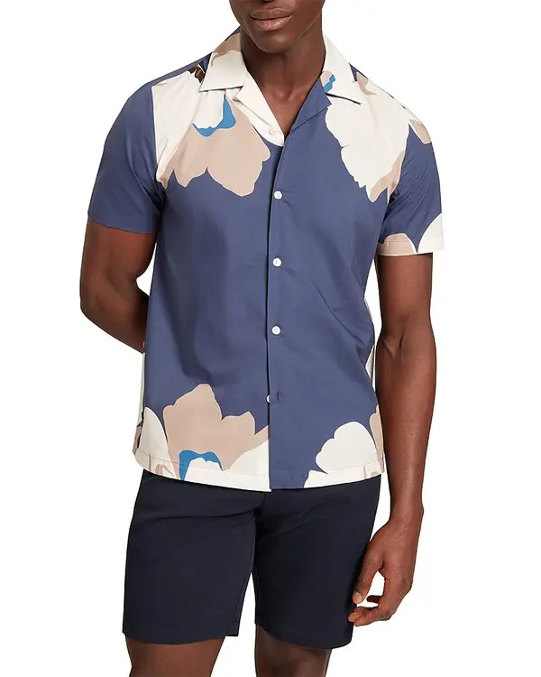 Ted Baker London Hebbden Floral Graphic Regular Fit Shirt - Dark Blue