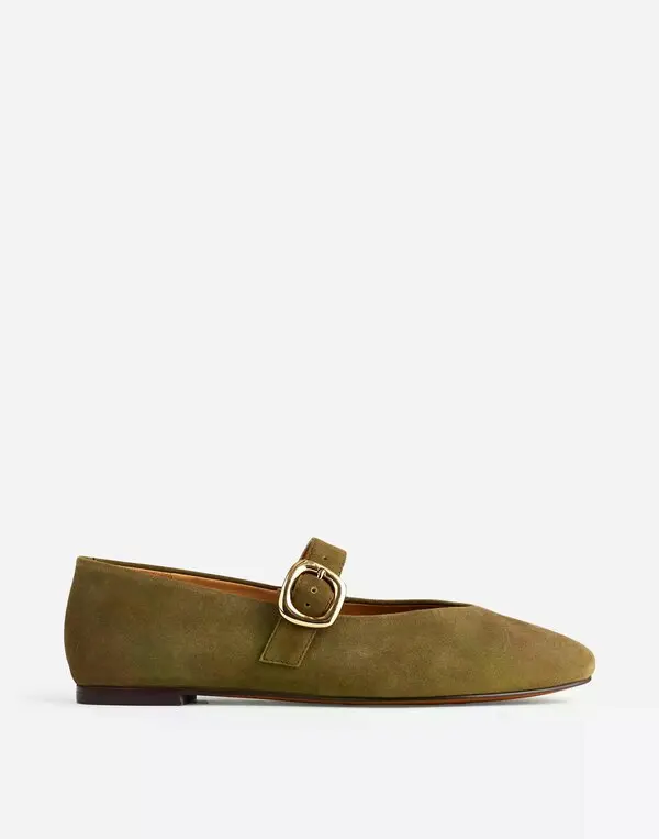 Madewell Remy Mary Jane Flat With Sculptural Buckle - Aged Olive