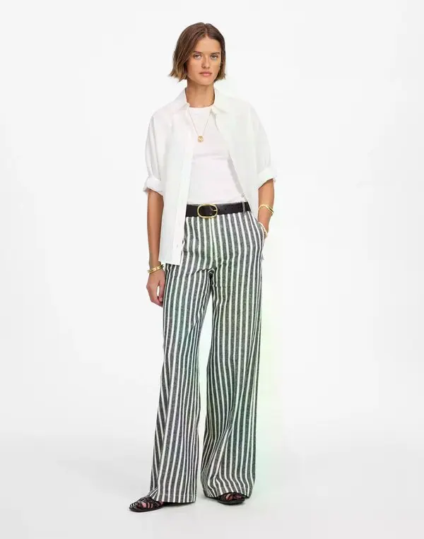 Madewell The Zoe Relaxed Wide Pant In Linen-cotton Blend