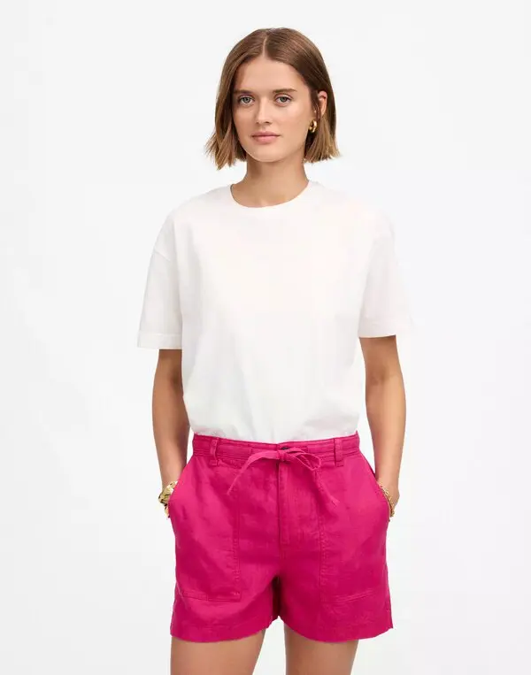 Madewell Pull-on Drawstring Linen Shorts - Modern Fuchsia
