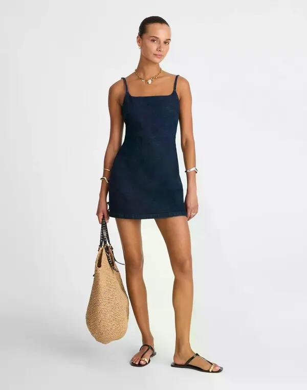 Madewell Denim Squareneck Romper - Briant Wash