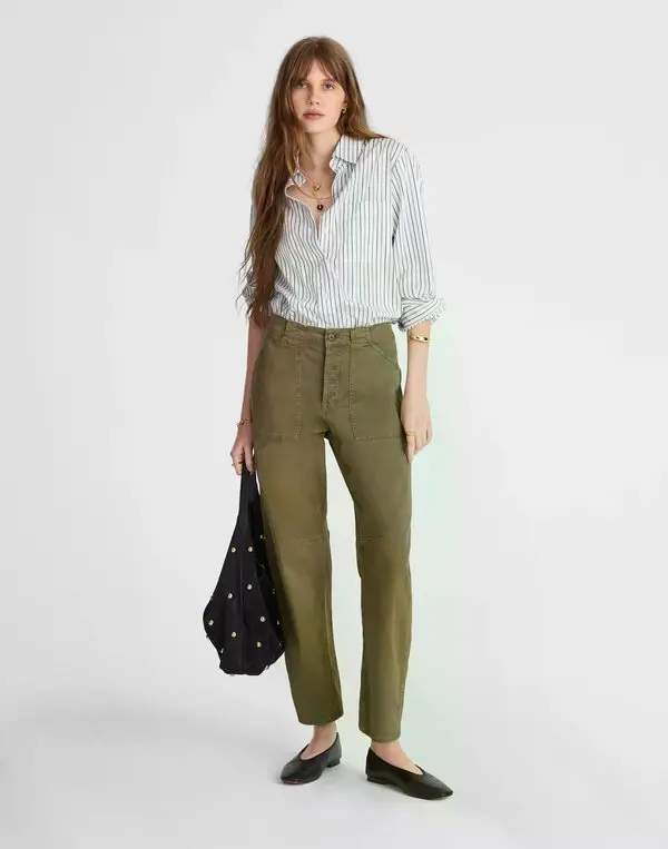 Madewell The Petite Darted Barrel-leg Utility Pant - Safari Khaki