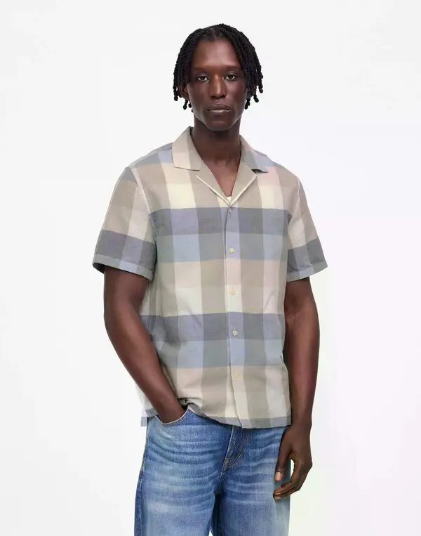 Madewell Short-sleeve Button-up Shirt In Cotton-linen Blend