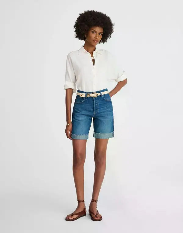 Madewell Long Baggy Cuffed Jean Shorts