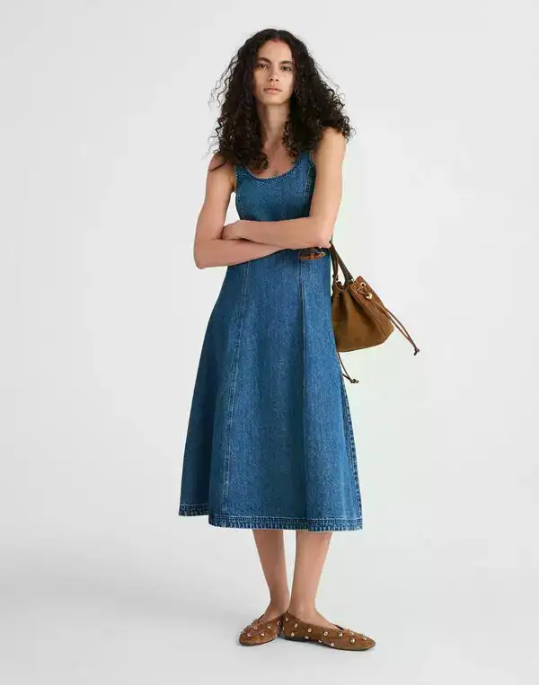 linen semi formal dress Sleeveless Linen Dress ACADIA in Natural melange main image 1