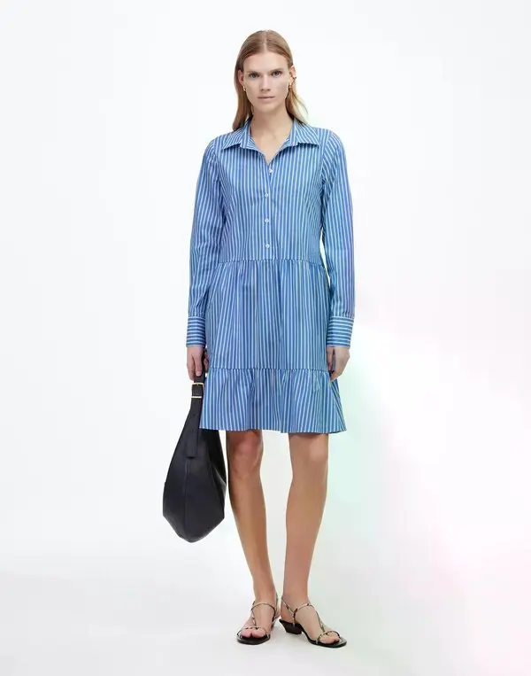 Madewell Tiered Mini Dress In Stripe Poplin