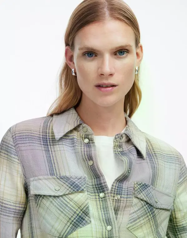 Madewell Plaid Snap-front Flannel Shirt - Soft Orchid
