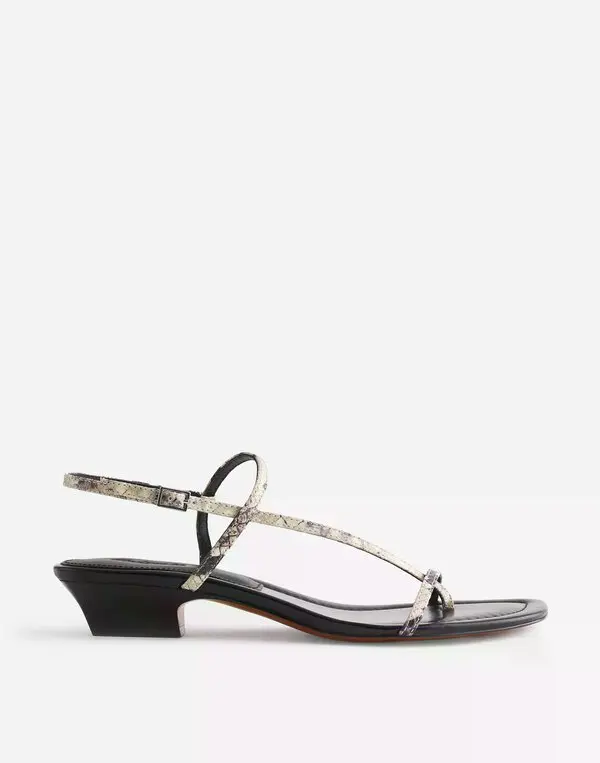 Madewell The Maycie Asymmetric T-strap Sandal In Stamped Leather