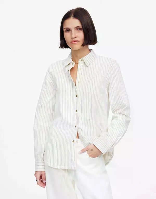 Madewell Denim Classic Button-up Shirt In Pinstripe