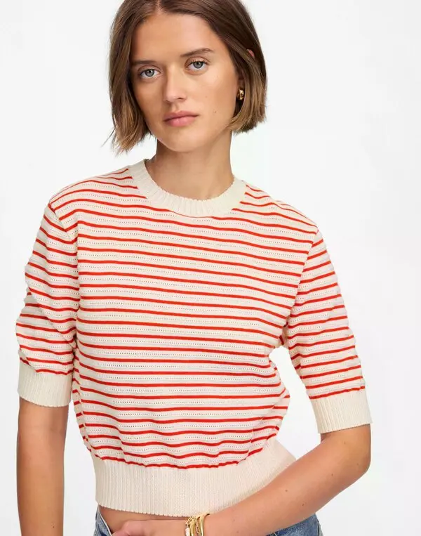 Madewell Textural-stitch Cotton Striped Sweater