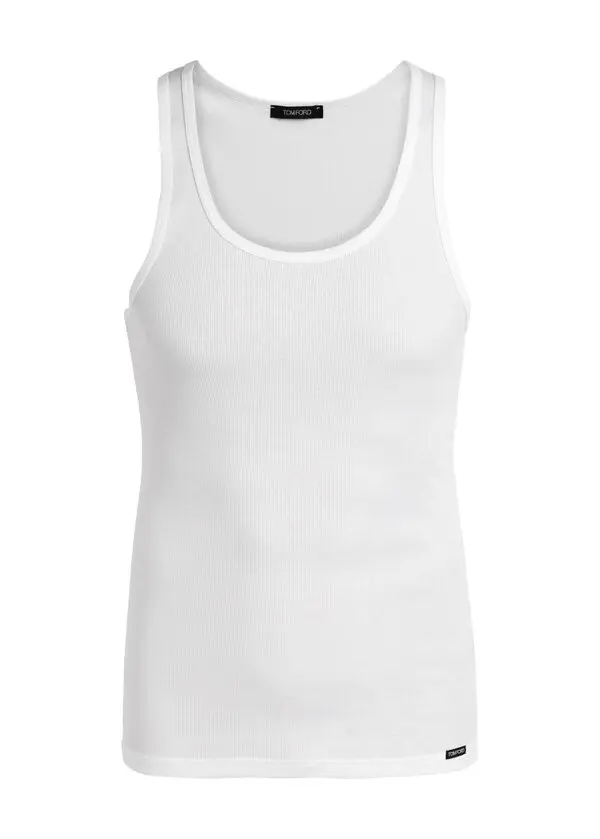 TOM FORD Ribbed Logo Jersey Tank - White