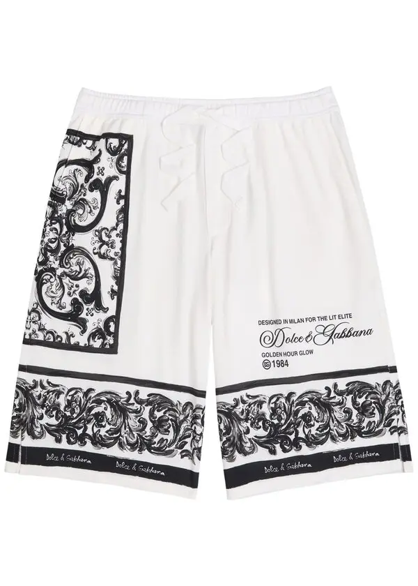 Dolce & Gabbana Printed Piqué Cotton Shorts - Multicoloured 1