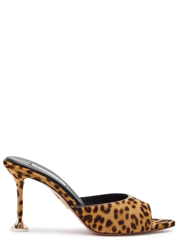 AQUAZZURA Bisous 85 Print Calf-hair Mules