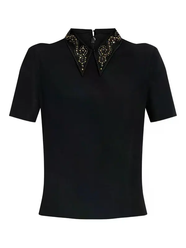 Versace Embellished-collar Short-sleeve Blouse - Black