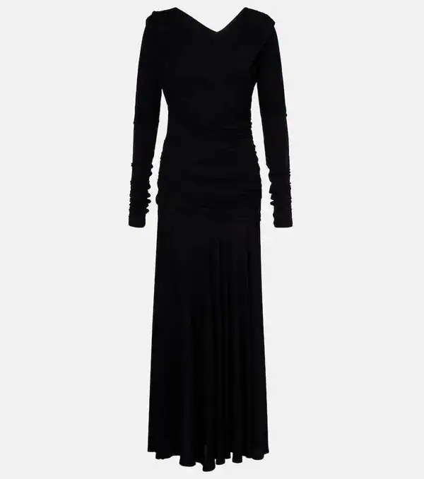ganni formal dress Crystal Iridescent Rhinestone Sheer Formal Dress