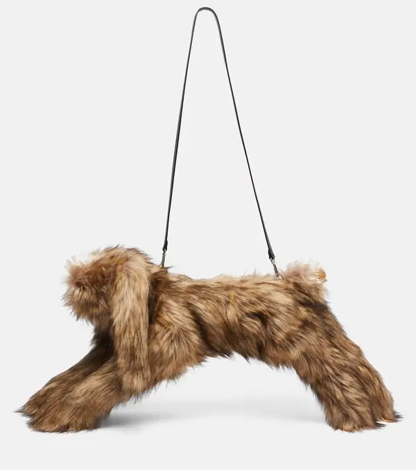 Simone Rocha Crystal-embellished Faux Fur Clutch