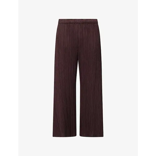 Issey Miyake Straight-leg Side-slit Knitted Trousers