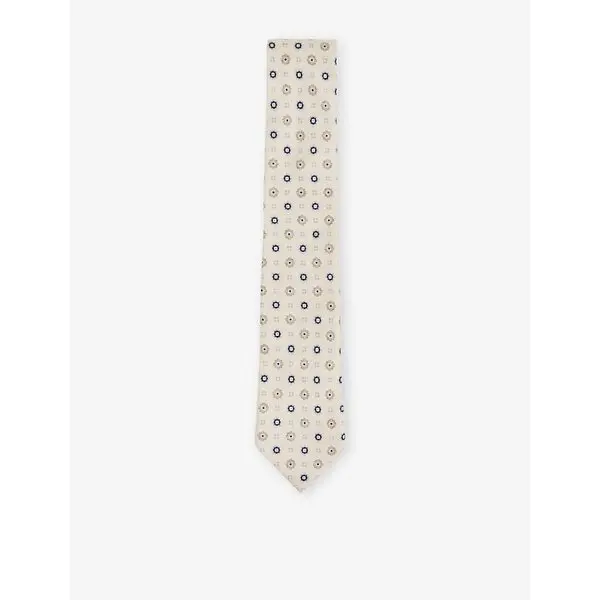 REISS Cosimo Floral-print Silk Tie - Ivory