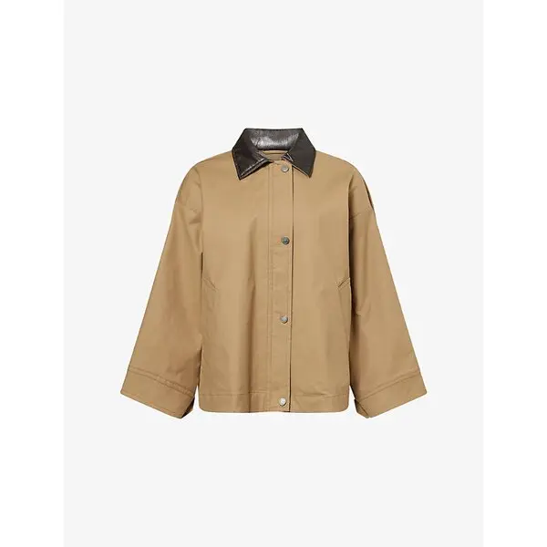 Max Mara Contrast-collar Cotton-blend Jacket - Desert