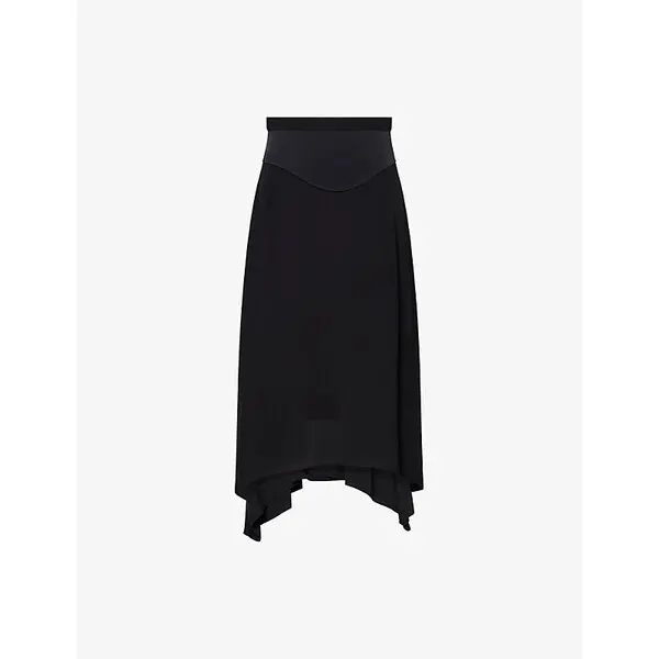 Stella McCartney Asymmetric-hem High-rise Silk Midi Skirt