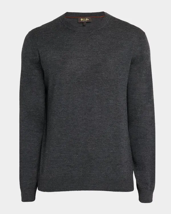 Loro Piana Sottile Wool, Silk, And Cashmere Crewneck Sweater - Whale Grey