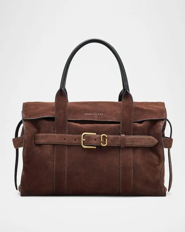 Marc Jacobs The Dakota Belted Suede Tote Bag - Dark Brown