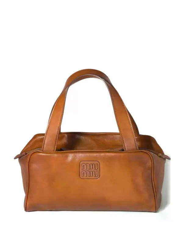 Miu Miu Leather Zipped Shoulder Bag - Brown