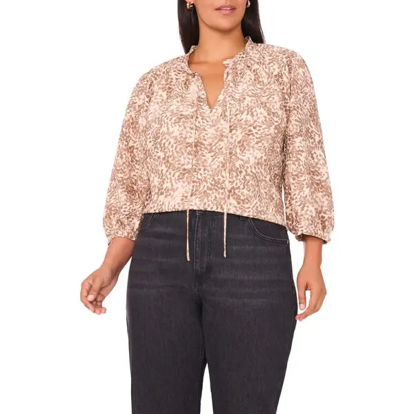 Vince Camuto Split Neck Peasant Top