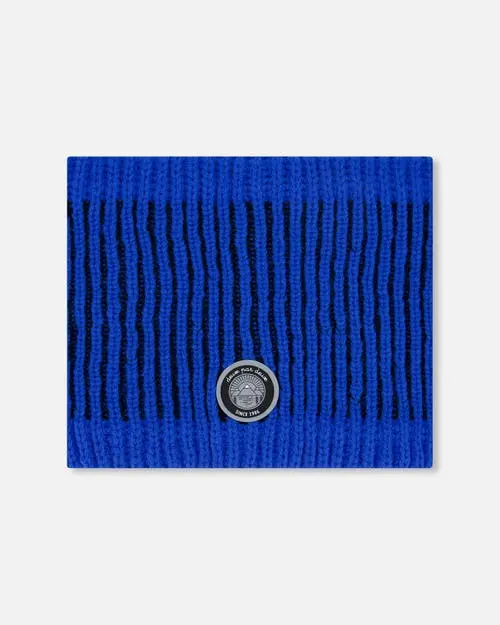 DEUX PAR DEUX Lined Knit Neckwarmer - Black And Blue