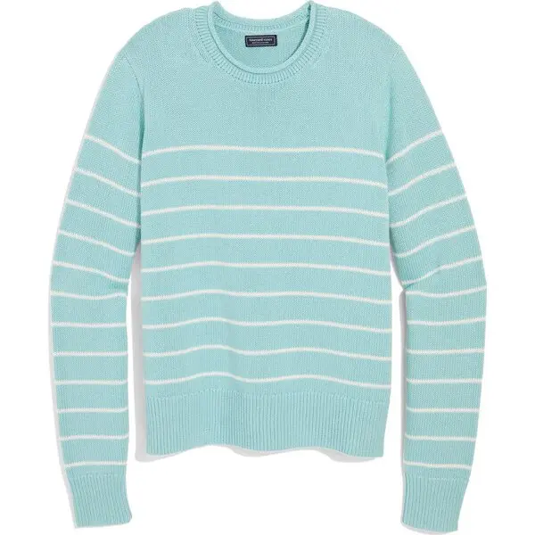 Vineyard Vines Stripe Cotton Roll Neck Sweater - Molly Stripe Aqua