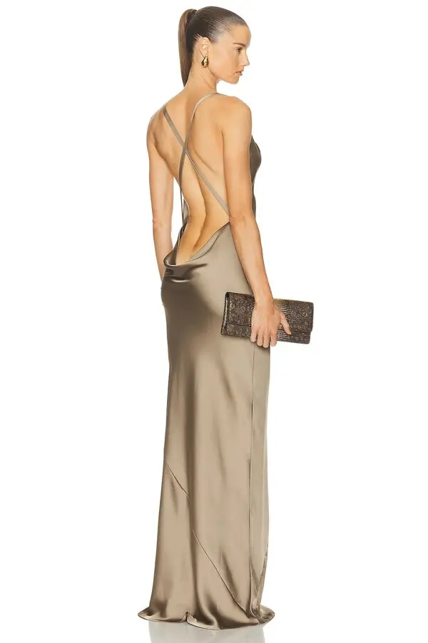 Norma Kamali Cross Back Bias Gown - Elm