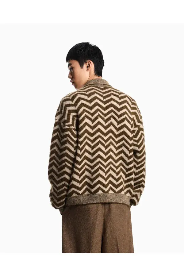 Emporio Armani Jacquard Wool-blend Jumper With Chevron Motif