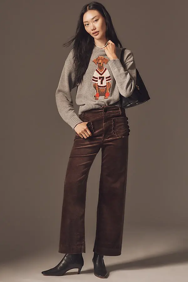 Maeve Colette Corduroy Wide-leg Pants - Dark Mink