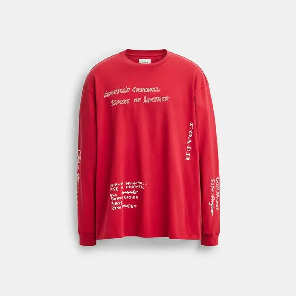 Coach Sketch Horse And Carriage Long Sleeve T Shirt In Organic Cotton
