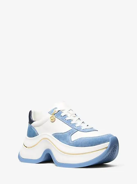 Michael Kors Arla Leather And Suede Trainers - Blue