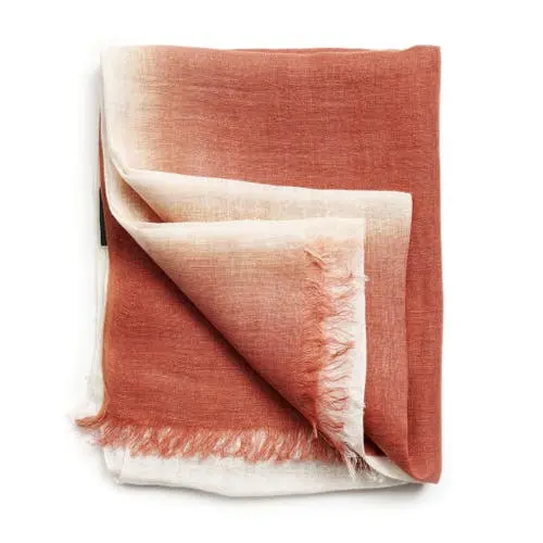 STUDIO VARIOUSLY Brown Ombre Dyed Hand Woven Linen Scarf