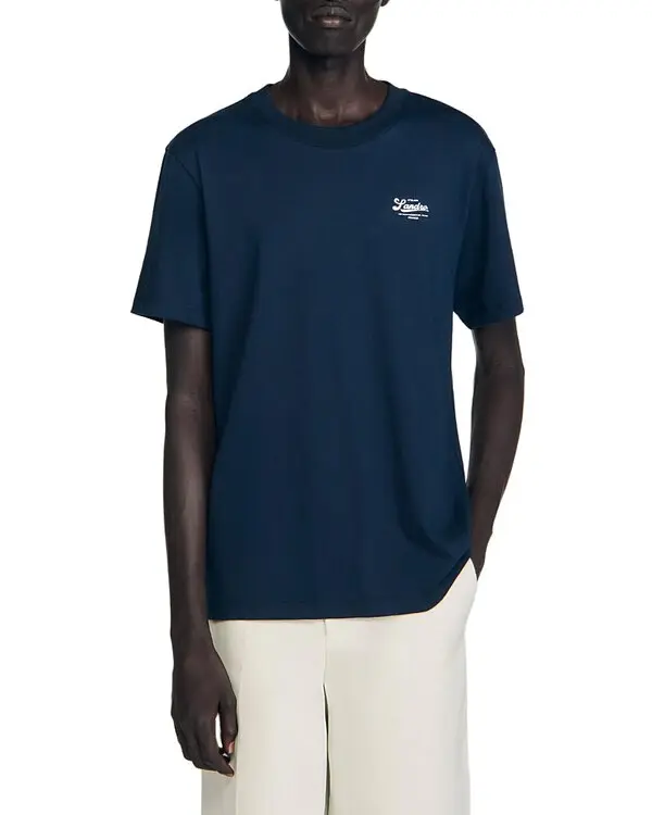 Sandro Logo Classic Fit Tee - Midnight Blue